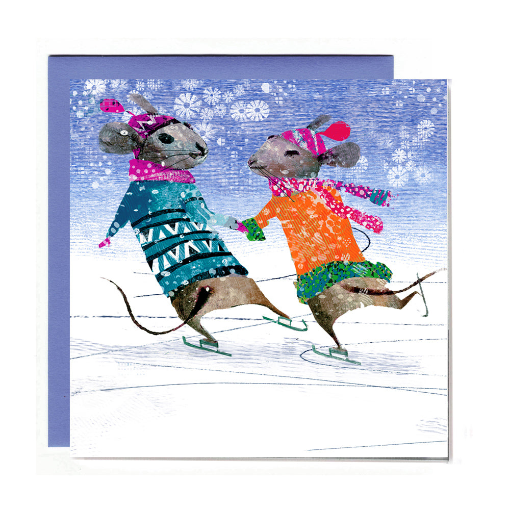 Mice Skating - Square Card – Artiphany